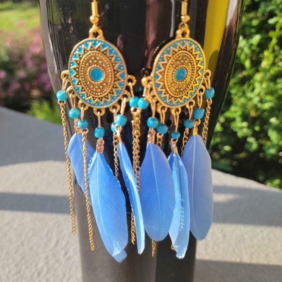 Vitalfinds | Jewelry | Southwest Native American Boho Dangle Feather ...